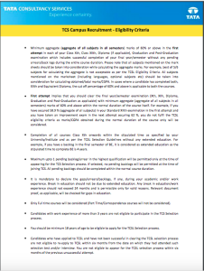 (New) TCS Eligibility Criteria 2020 | On Campus | Off Campus for Freshers