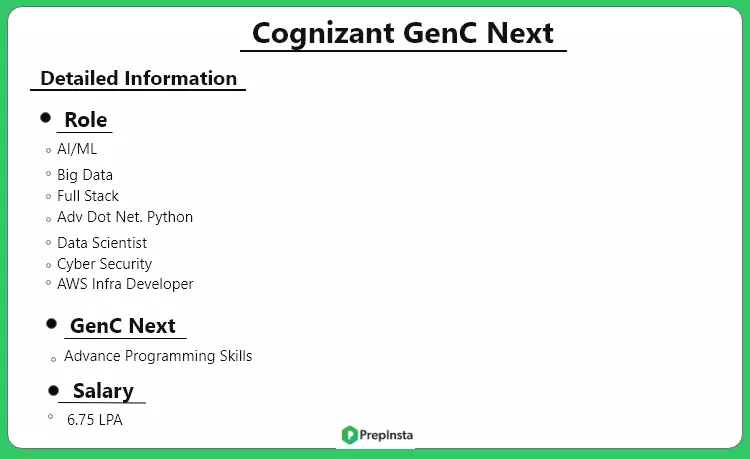 Cognizant GenC Next Recruitment Process 2024 | PrepInsta