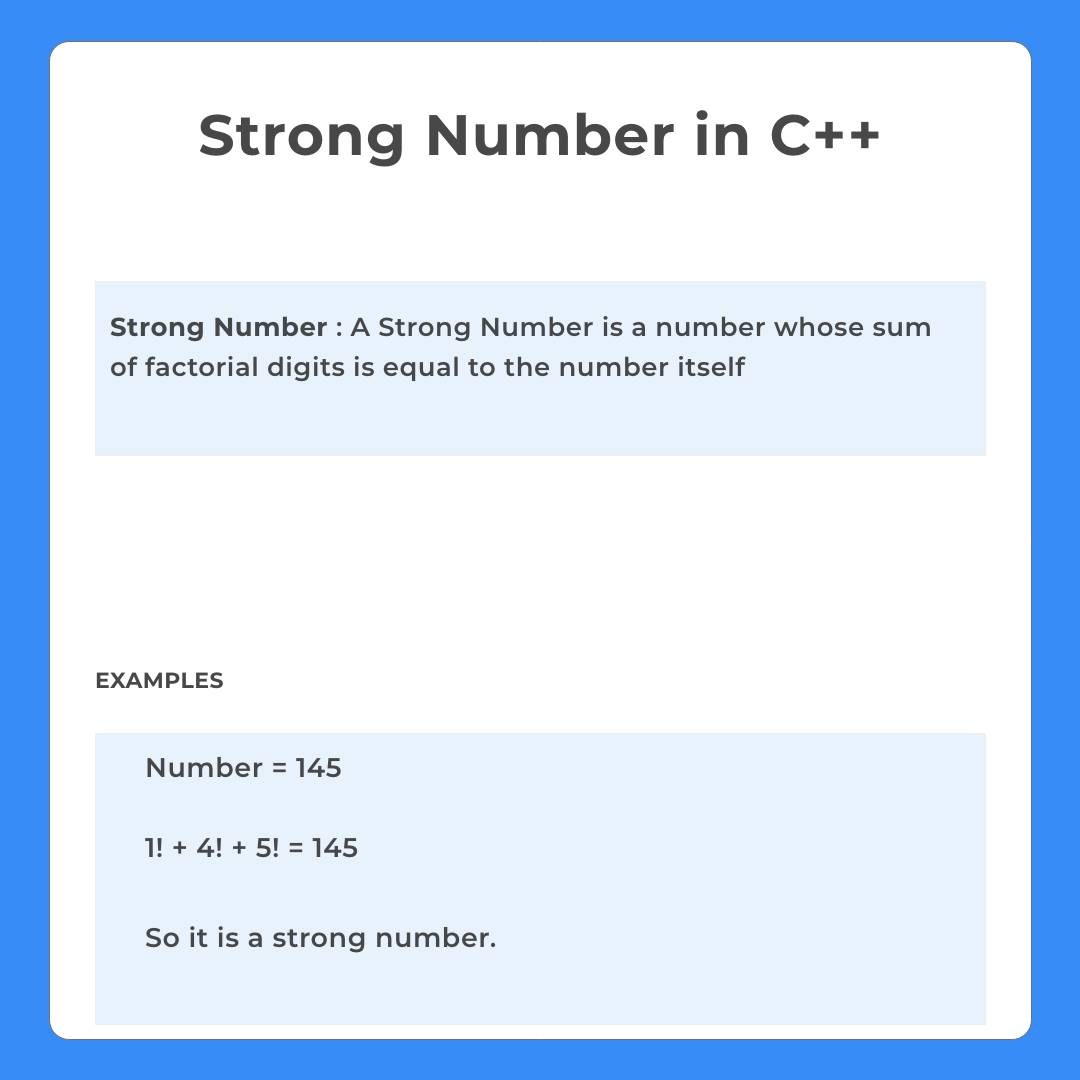 Strong Number Program in C | PrepInsta